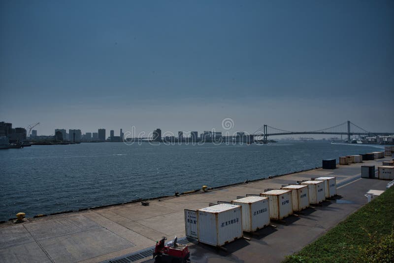 The Rainbow Bridge in Tokyo Bay. Tokyo Japan Editorial Stock Photo ...