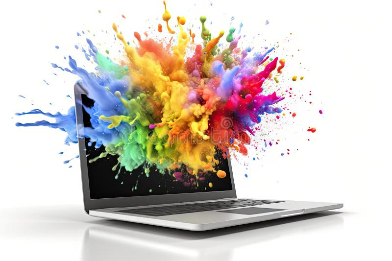 Rainbow Burst Out of Computer Screen Stock Illustration - Illustration ...