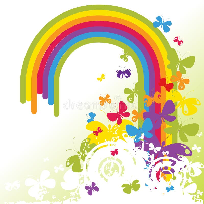 Rainbow Theme Illustration Vector Set. Cute Colorful Weather Clipart ...