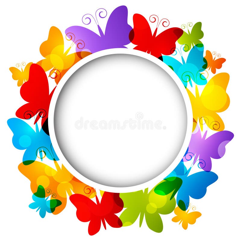 Rainbow Butterflies Round Border Frame Stock Image - Illustration of ...