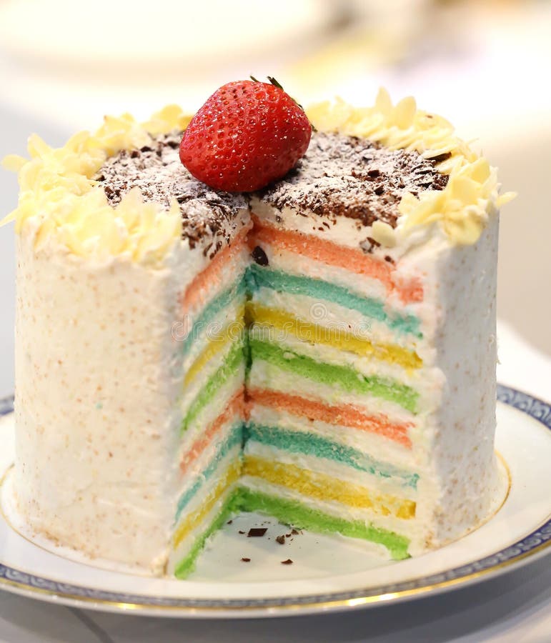Rainbow Cake Close Up - 16 Layered Cake Stock Photo - Image of blue ...