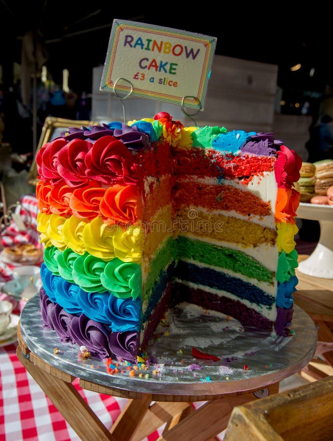 Cake with Rainbow Flag. Gay Pride at Copenhagen, Year 2018. Editorial ...