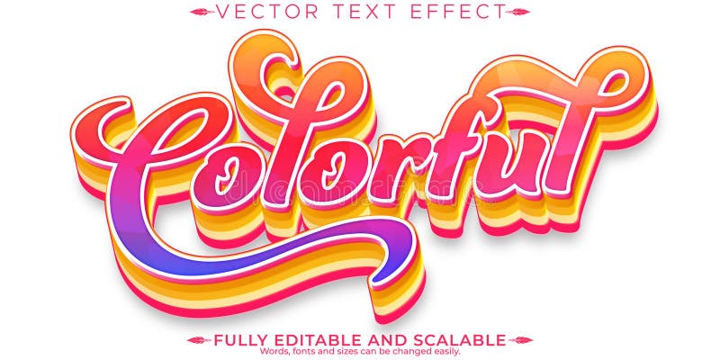 Rainbow California Text Effect, Editable Colorful and Retro Text Style ...
