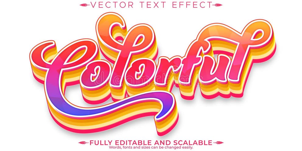 Rainbow California Text Effect, Editable Colorful and Retro Text Style ...