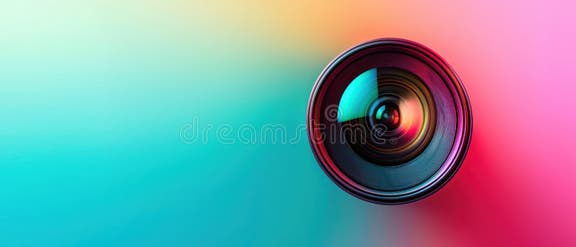 Rainbow Camera Lens with Proud Perspective and Empty Text Space Stock ...