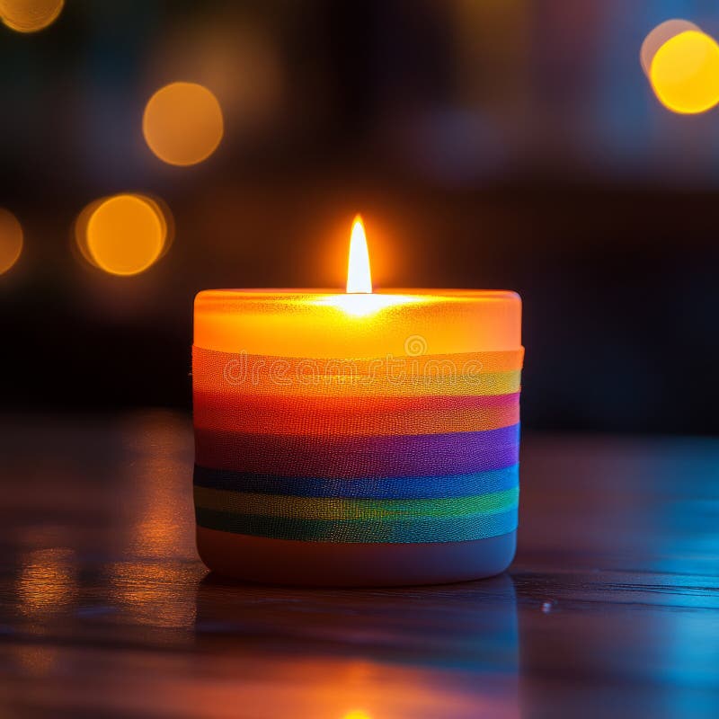 Rainbow Candle Symbolizing Diversity and Inclusion. Stock Photo - Image ...
