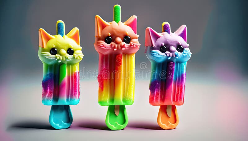 Rainbow Candy Cat a Colorful Feline Delight Stock Illustration ...