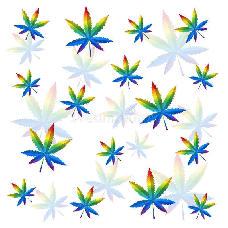 Rainbow Cannabis Leaf Pattern, Background, Vector Illustration Stock ...