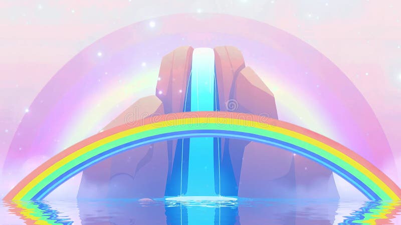 Rainbow Cartoon Waterfall Seamless Animation Loop Stock Video - Video ...