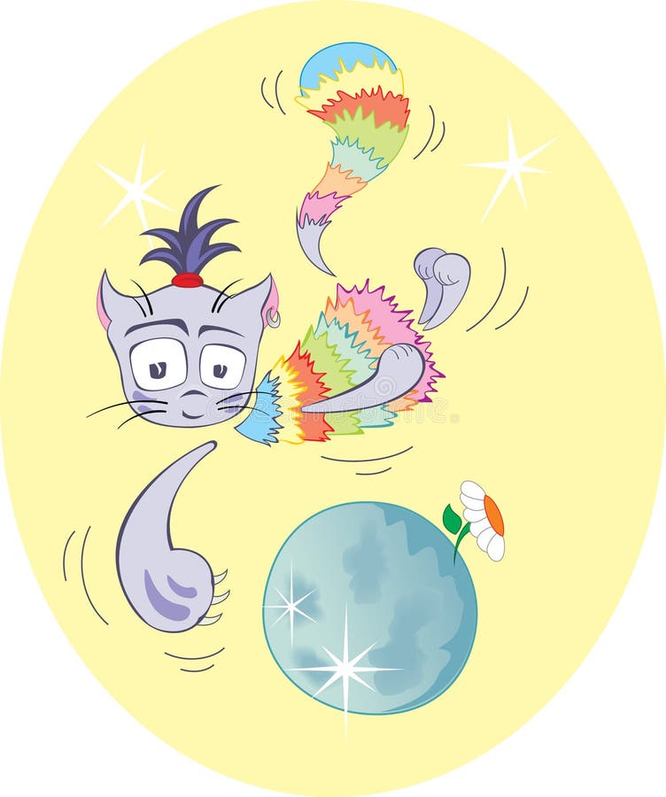 Rainbow cat. stock vector. Illustration of moon, character - 14190753