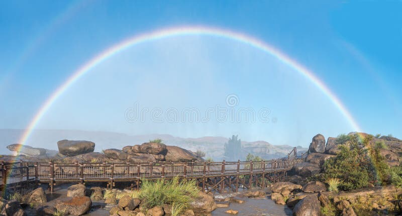 Rainbow Over a Boardwalk at Augrabies Falls Stock Image - Image of ...