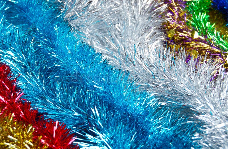 Celebratory Tinsel of Red, Green and Yellow Color on White Stock Photo ...