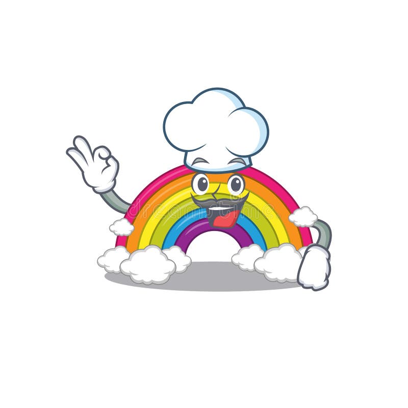 Rainbow Chef Cartoon Design Style Wearing White Hat Stock Vector ...