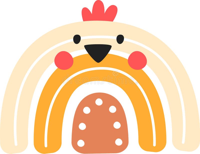 Rainbow with Chicken Face stock vector. Illustration of design - 303270923
