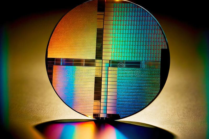 Rainbow Chips and Microchips Wafer Semiconductor Manufacturing Stock ...
