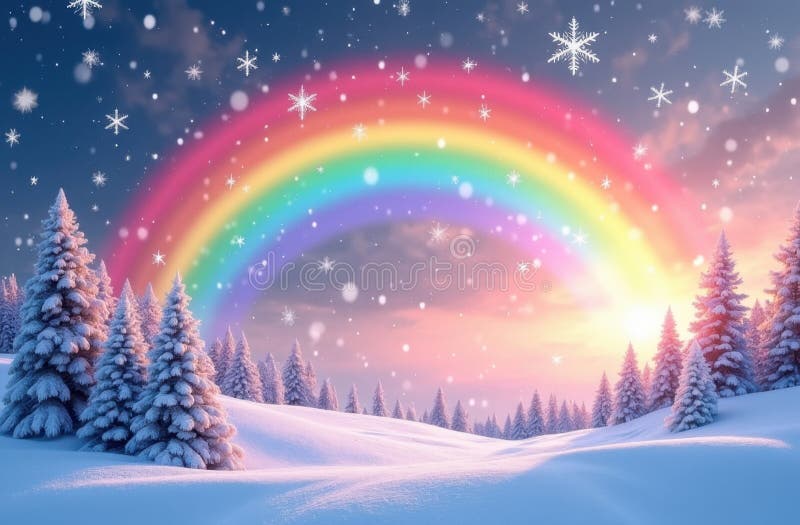 A Rainbow in a Christmas Scene at 1-11-2024 Stock Illustration ...