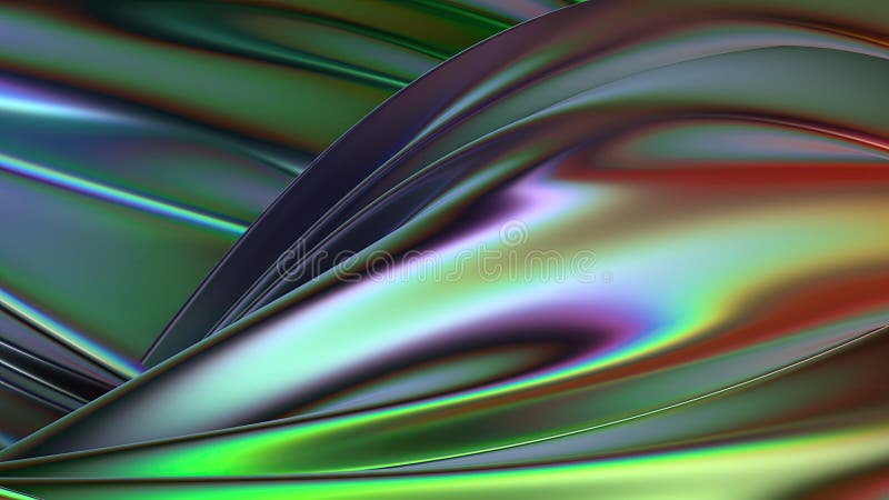 Rainbow Chrome Wavy Details Metal Plate with Reflection Psychedelic ...