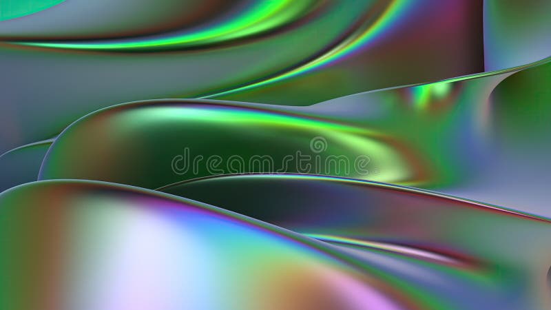 Rainbow Chrome Wavy Metal Reflection Psychedelic Cyberpunk Modern 3d ...