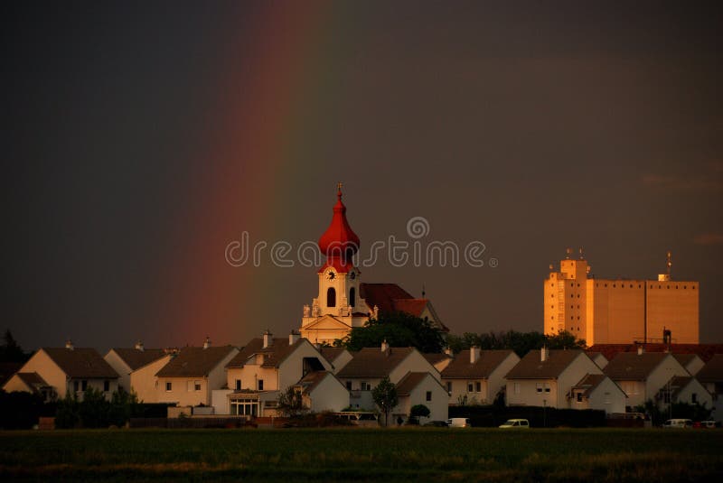 Rainbow church large view stock photo. Image of season - 28979212