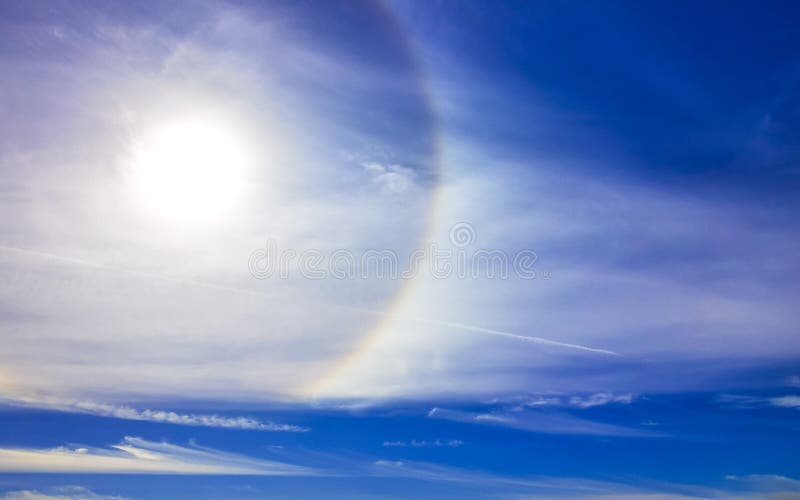 Rainbow Circle Around the Sun in the Sky Tulum Mexico Stock Image ...