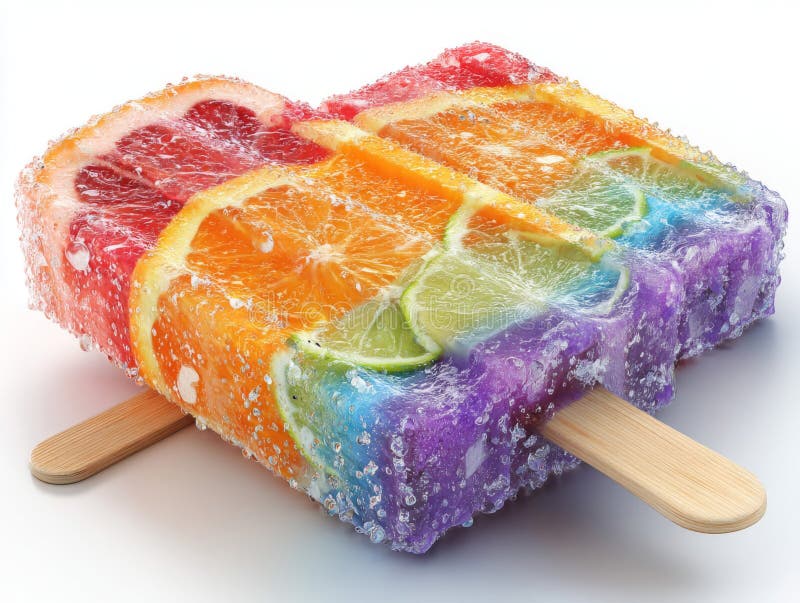 Rainbow Citrus Popsicle on White Background Stock Illustration ...