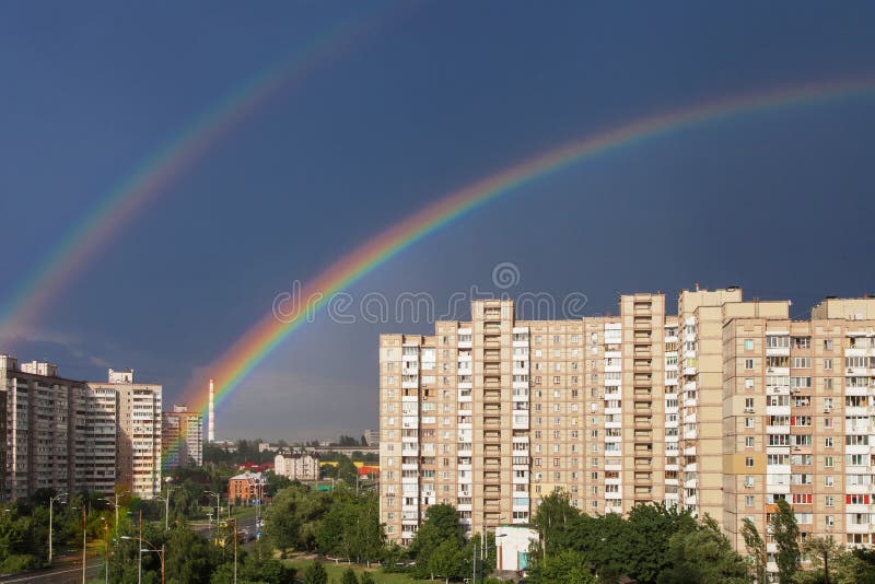 Double Rainbow Over City of Sofia Editorial Photography - Image of ...
