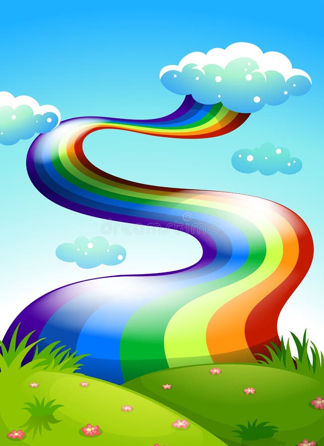 A Rainbow in the Clear Blue Sky Stock Illustration - Illustration of ...