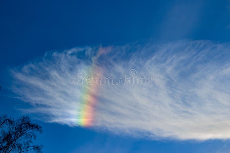A Rainbow Cloud Against a Blue Sky, a Rare Optical Phenomenon in the ...