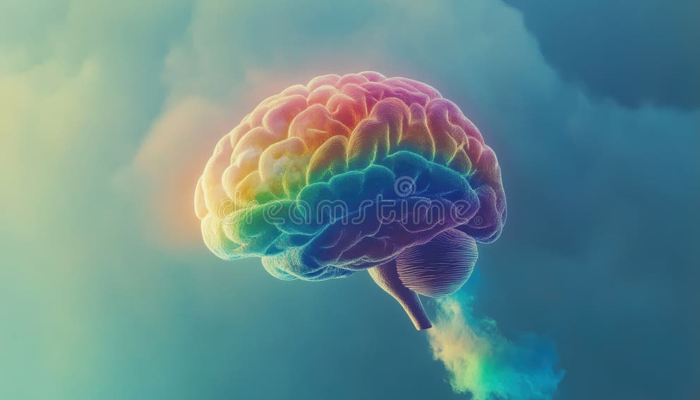 Rainbow Cloud Brain stock photo. Image of consciousness - 346699578