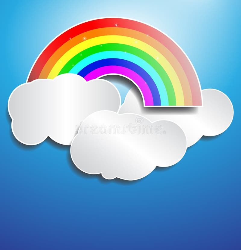 Rainbow Cloud Paper Effect stock vector. Illustration of applique ...