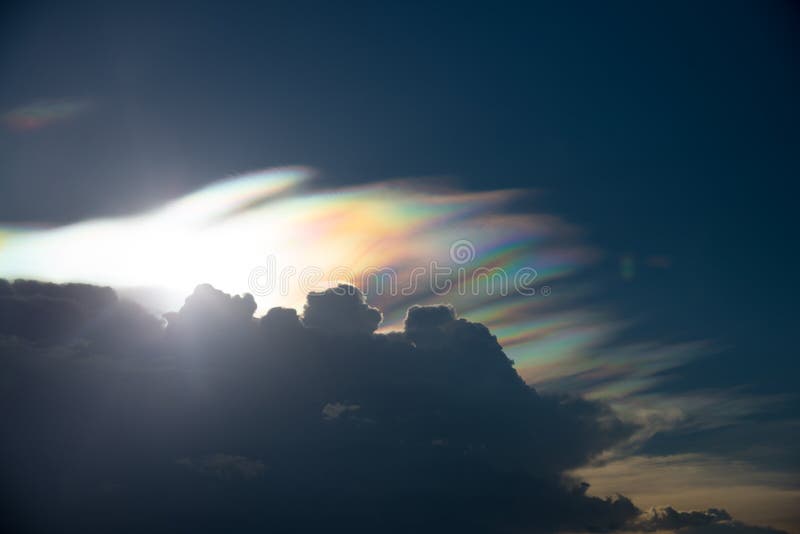 Rainbow Cloud with Spectrum Light , Rare Phenomenon in Summer Stock ... Rainbow Cloud with Spectrum Light , Rare Phenomenon in Summer Stock ...