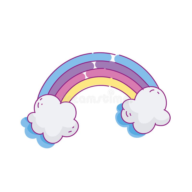 Rainbow clouds cute stock illustration. Illustration of sweet - 221338320
