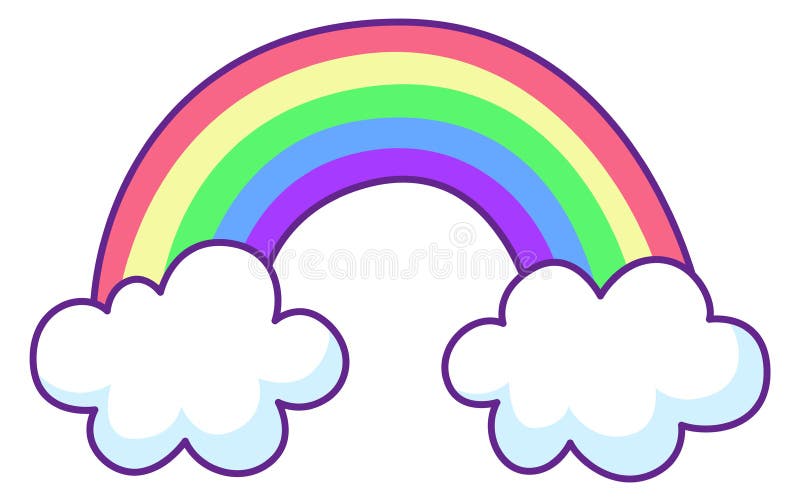 Rainbow Clouds Icon. Cute Magic Color Drawing Stock Vector ...
