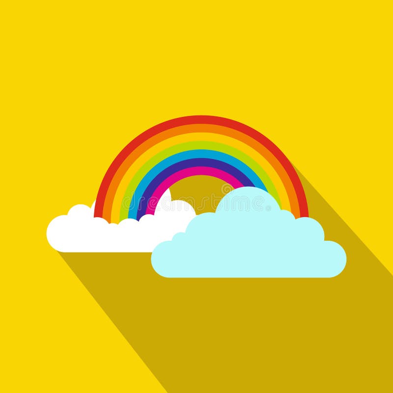 Rainbow and Clouds Icon, Flat Style Stock Vector - Illustration of ...