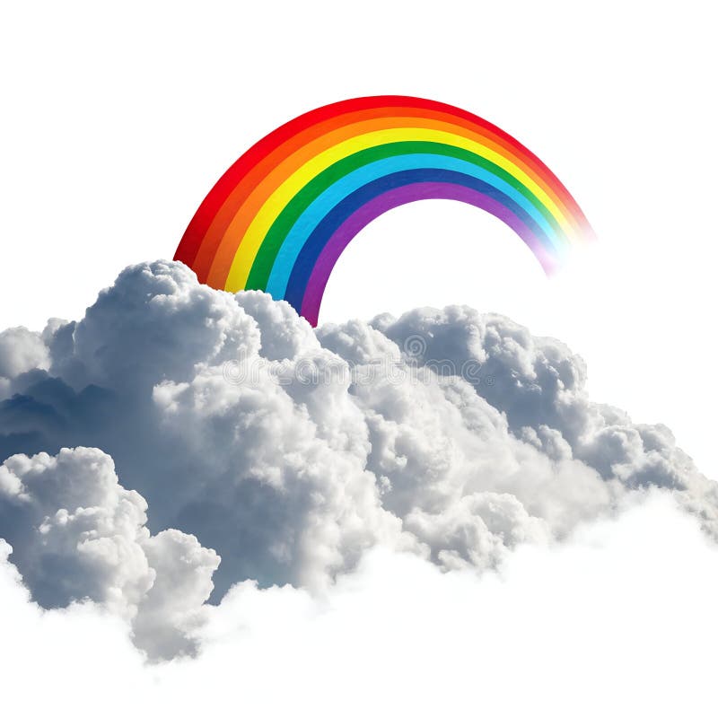Rainbow Clouds Isolated on White Background Stock Illustration ...