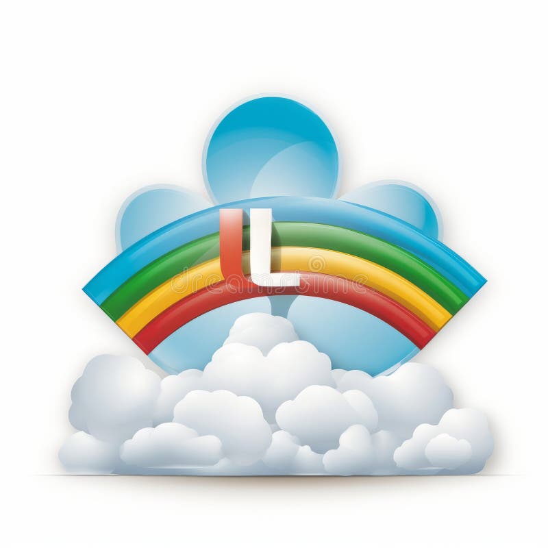A Rainbow and Clouds with the Letter L Stock Illustration ...