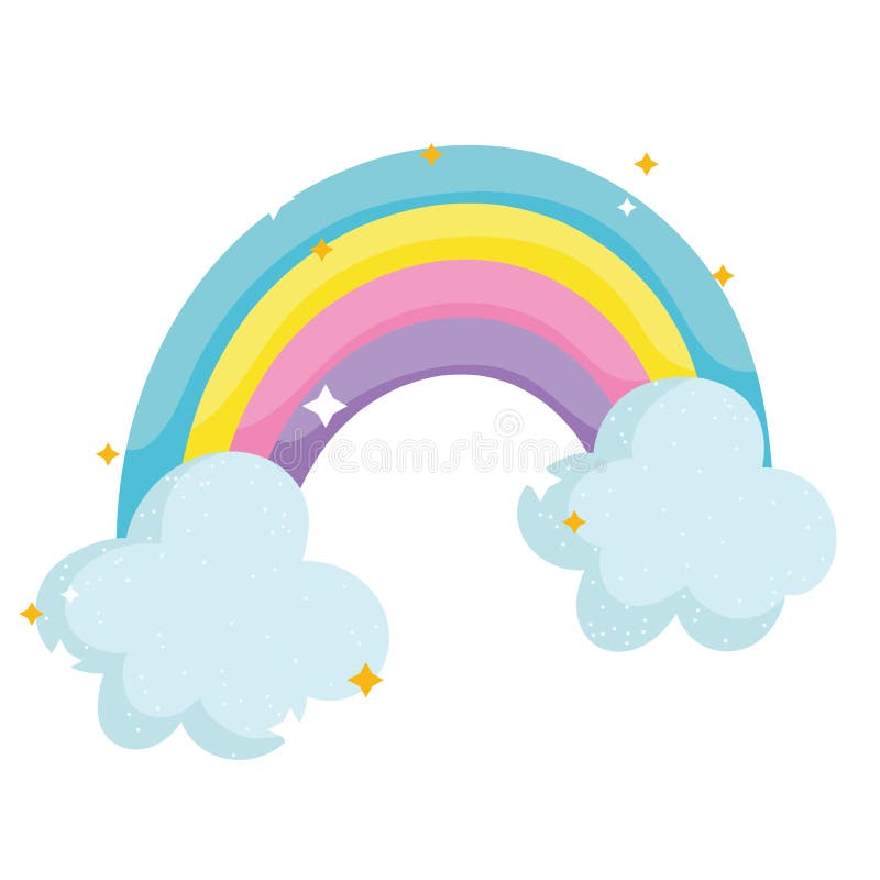 Rainbow Clouds Magic Fantasy Cartoon Icon Stock Vector - Illustration ...