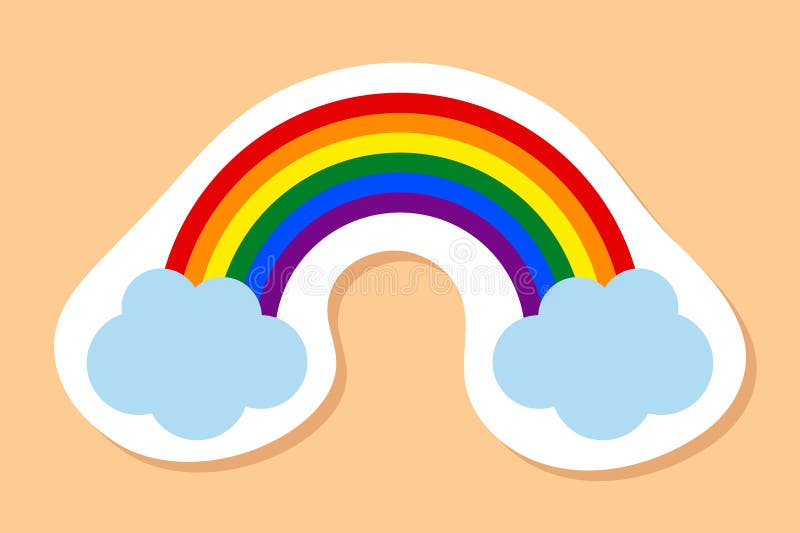 Rainbow with Clouds Sticker, Pride Month Vector Design Element Stock ...