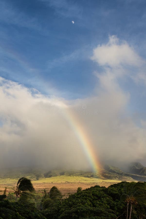 Rainbow in the moon light stock photo. Image of mountains - 108978974