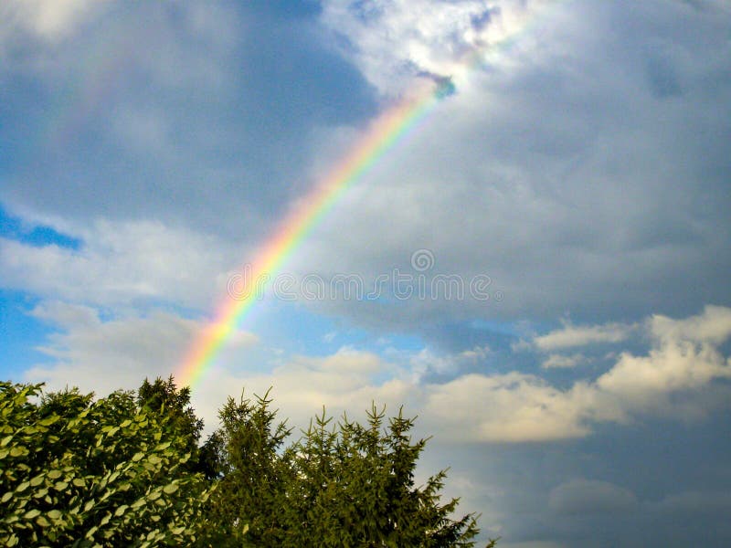 Rainbow in a Cloudy Sky in Germany Stock Image - Image of atmosphere ...