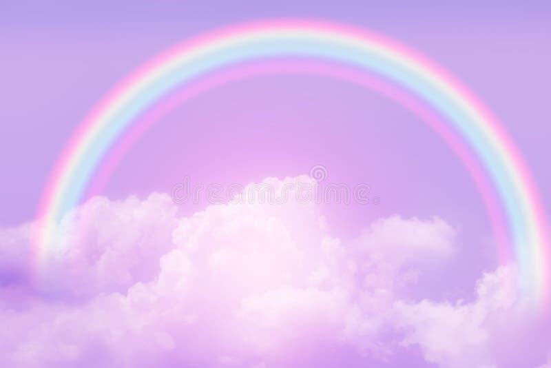 Rainbow in cloudy sky stock photo. Image of bright, blue - 181034794