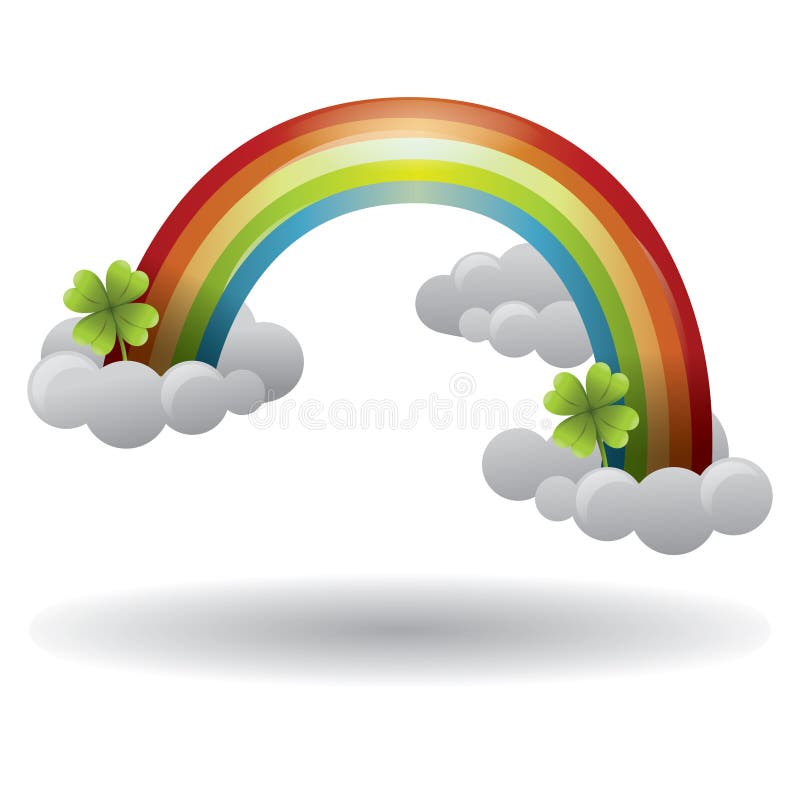 Clover leaves and rainbow stock illustration. Illustration of border ...