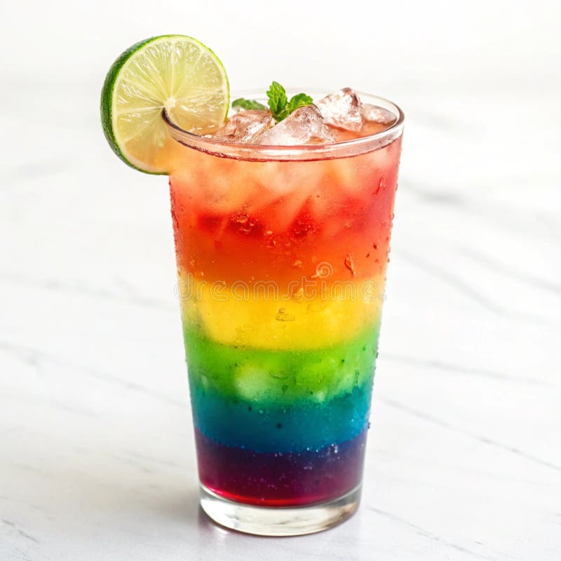Rainbow Cocktail Isolated on White Background Stock Illustration ...