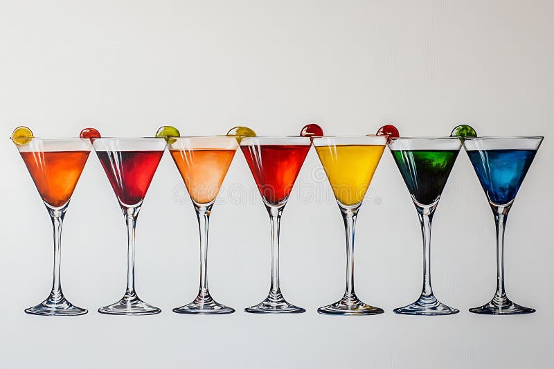 Rainbow Cocktails a Festive Display of Colorful Drinks Stock ...