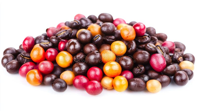 Rainbow Coffee Beans a Colorful and Aromatic Delight on Clean White ...