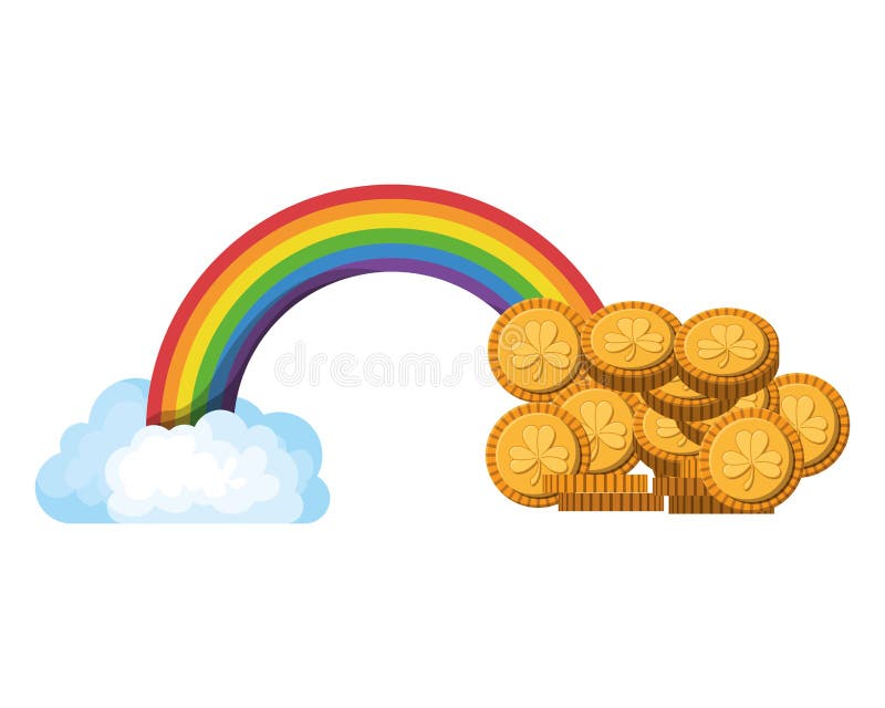 Rainbow with Coins Isolated Icon Stock Vector - Illustration of clouds ...