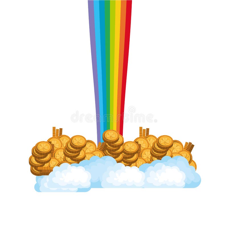 Set Rainbow with Coins Inside St Patrick Hat and Beer Stock Vector ...