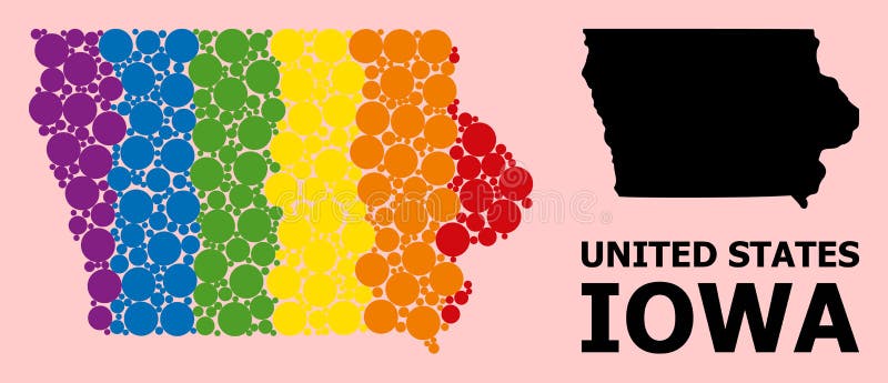 Rainbow Collage Map of Iowa State for LGBT Stock Vector - Illustration ...