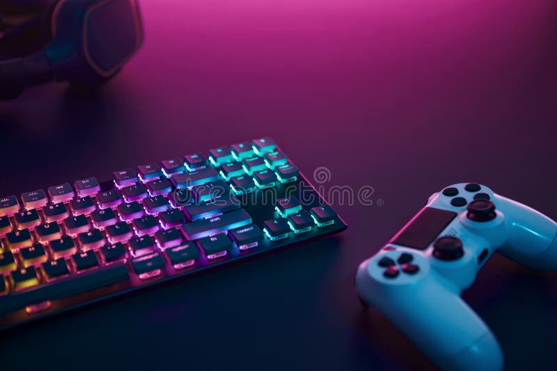 Rainbow Color Backlighted Gaming Keyboard, Controller and Stereo ...