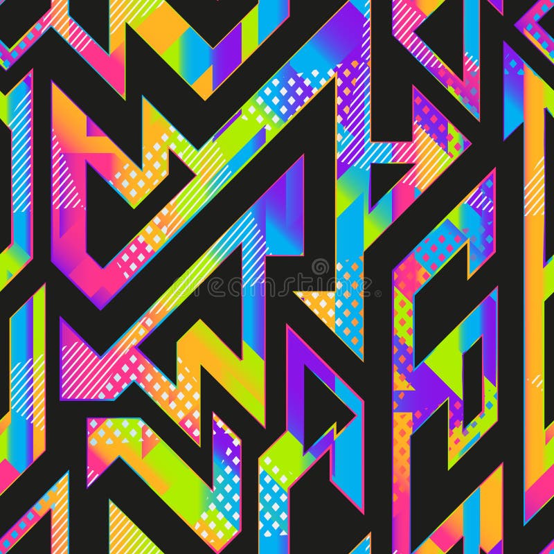 Rainbow Color Geometric Seamless Texture Stock Vector - Illustration of ...